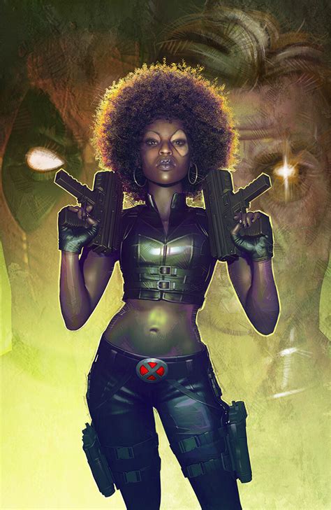 Artstation Black Domino Rebeca Puebla Marvel Comic Universe Marvel X Marvel Women Comics