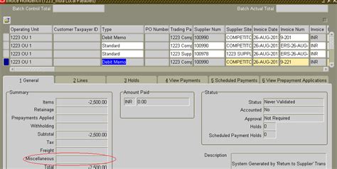 oracle apps scm guide return to vendor with automatic debit memo india localization