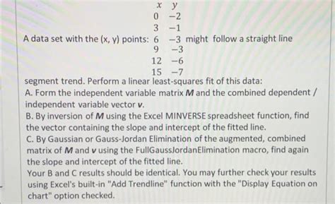 Solved X03y−2−1 A Data Set With The Xy Points 6−3 Might