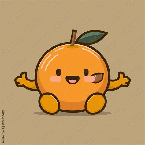 Стокова ілюстрація 귀여운 오렌지 캐릭터 일러스트 Adobe Stock
