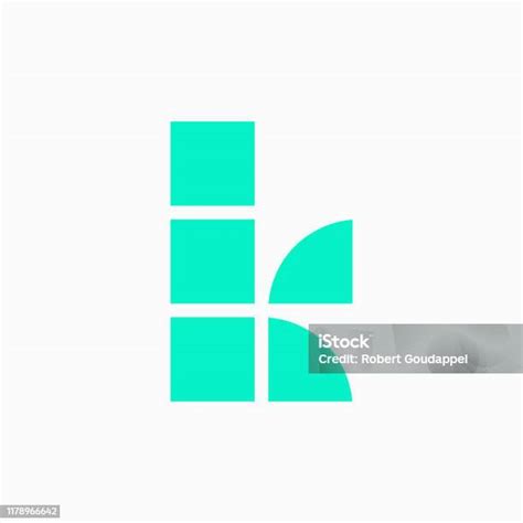 Vector Logo Letter Green Blue Blocks Lowercase K Stock Illustration