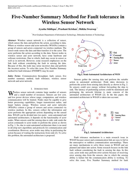 Pdf Five Number Summary Method For Fault Tolerance In Wireless Sensor Network