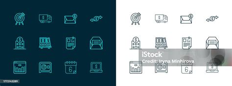 라인 환전 안전 이력서 캘린더 사무실 폴더 메일 및 이메일 목표 재무 목표 및 장갑 트럭 아이콘을 설정합니다 벡터 0명에 대한 스톡 벡터 아트 및 기타 이미지 Istock