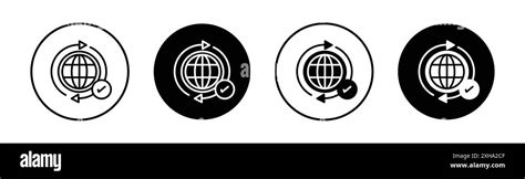 Import Export Icon Vector Symbol Or Sign Set Collection In Black And White Outline Stock Vector