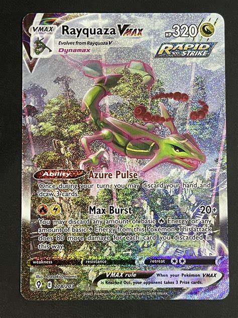 Pokémon Tcg Rayquaza Vmax Evolving Skies 218203 Holo Secret Rare Alt