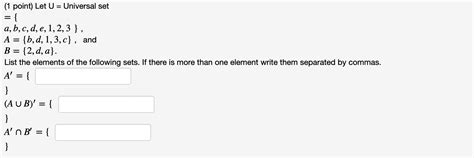 Solved Point Let U Universal Set Chegg Com