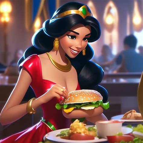 Disney Princess Eating Burger