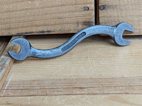 Vintage Fulton Curved S Handle Open End Wrench 3 8 Inch And 7 16 Inch Collectible Antique Hand