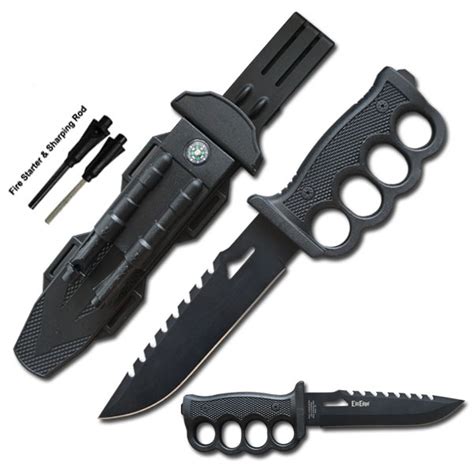 125 Survival Knuckle Fixed Blade With Compass Fire Starte