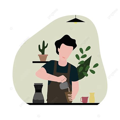 현지 커피 숍에서 드립 커피를 준비하는 바리 스타 아메리카노 아라비카 바 Png 일러스트 및 벡터 에 대한 무료 다운로드