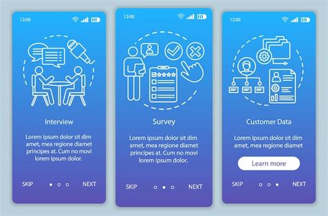 Premium Vector Customers Profile Methods Blue Gradient Onboarding Mobile App Page Screen