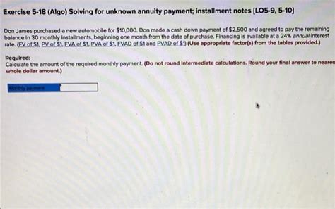 solved exercise 5 18 algo solving for unknown annuity