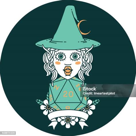 엘프 마법사 캐릭터 자연 스무 주사위 롤 아이콘 굴리기에 대한 스톡 벡터 아트 및 기타 이미지 굴리기 꼬마 요정 마녀