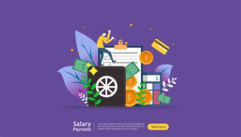 급여 지불 개념입니다 급여 연간 보너스 소득 종이 계산기와 사람들이 문자로 지불금 웹 페이지 서식 파일 배너 프레 젠 테이 션