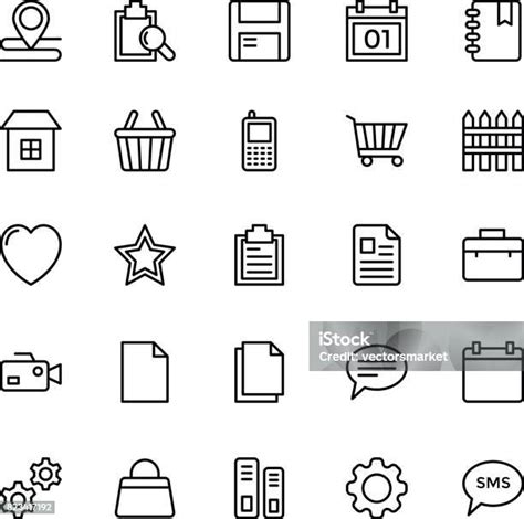 웹 및 모바일 Ui 선 벡터 아이콘 19 가방에 대한 스톡 벡터 아트 및 기타 이미지 가방 구내전화 구매 Istock