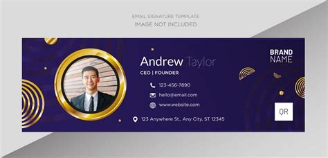 Premium Vector Blue Gold Circular Email Signature Identity Design Template