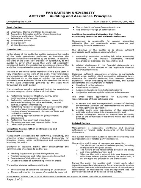 Completingtheaudit 2 Pdf Going Concern Auditors Report