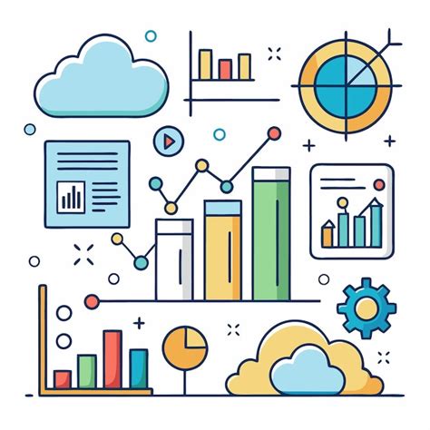 Colorful Line Icons Of Cloud Computing And Data Analysis Premium Ai