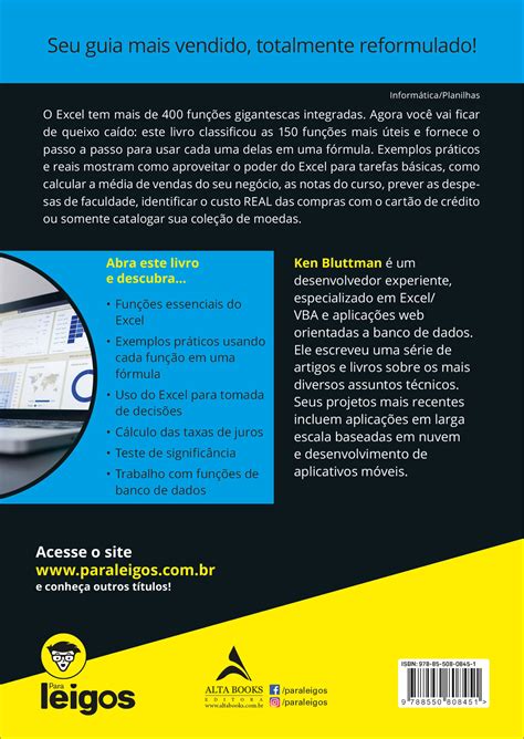 Excel Fórmulas e Funções Para Leigos Editora Alta Books