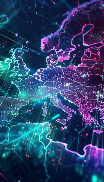 Dynamic Digital Map Of Europe Highlighting Connectivity And Data Flow In Cyber Technology