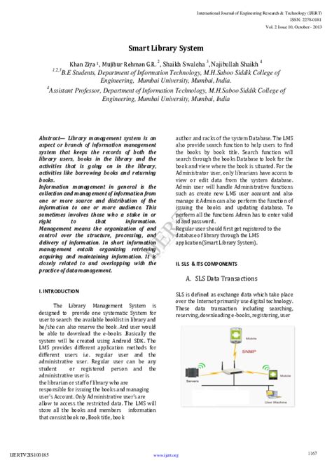 Pdf Smart Library System