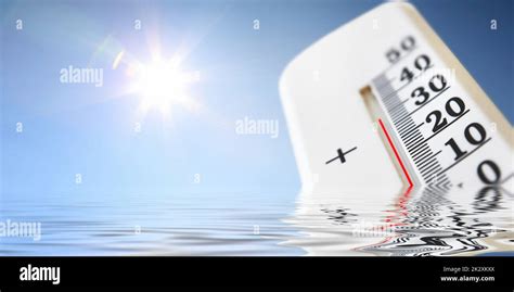Thermometer With Celsius Scale Showing Extreme High Temperature Stock