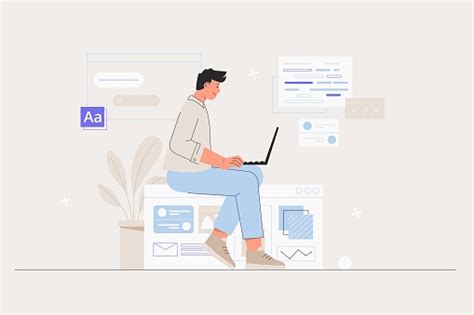 비즈니스 맨 Smm 관리자 프로그래머 인포 그래픽에 앉아 노트북에서 작업 컴퓨터에서 웹 및 응용 프로그램 개발에 종사하는 프리랜서 소프트웨어 개발자 플랫 스타일 벡터