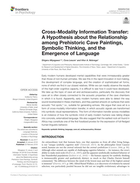 Pdf Cross Modality Information Transfer A Hypothesis About The