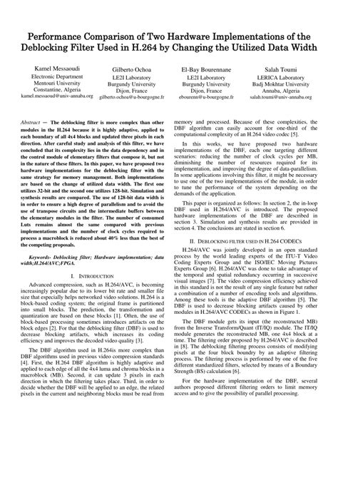 pdf performance comparison of two hardware implementations of the