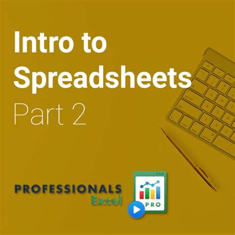 Introduction To Spreadsheets Part 2 Professionals Excel