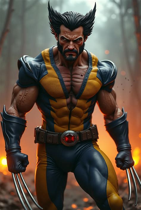 Wolverine Statue In The Woods With Flames In The Background Seaart Ai