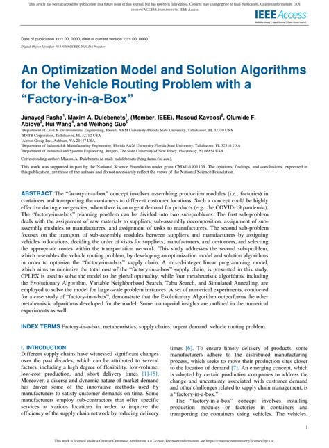Pdf An Optimization Model And Solution Algorithms For The Vehicle Routing Problem With A