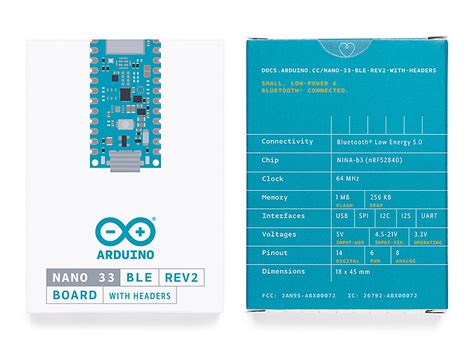 Arduino Nano 33 Ble Rev2 With Headers — Arduino Official Store