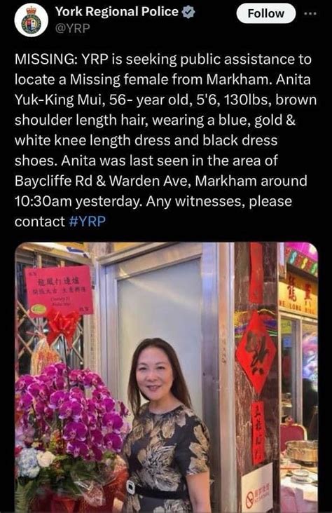 尋人 有港人地產agent上週五於markham失蹤，家屬已報案，如有任何消息請聯絡stephen Chow或警方 X