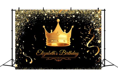 Custom Birthday Backdrop Sparkling Crown Celebration Backdrop Lxx1 27