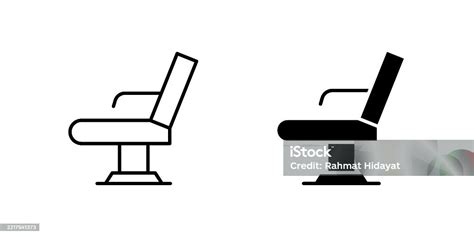 Therapist Chair Icon Collection은 윤곽선과 글리프 스타일의 머리 받침대가 있는 의자입니다 치료 또는 휴식을 나타냅니다 웰니스 디자인에 적합합니다 0