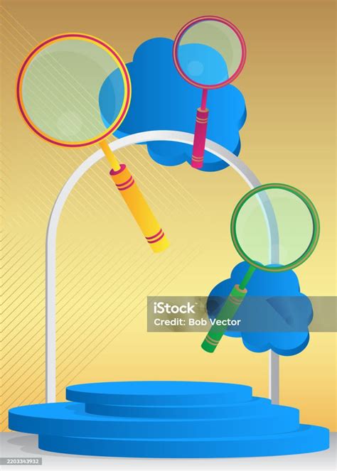 돋보기를 사용한 모형 제품 디스플레이 벡터 실린더 받침대 연단 프리젠 테이션을위한 무대 쇼케이스 최소한의 기하학적 형태 검사