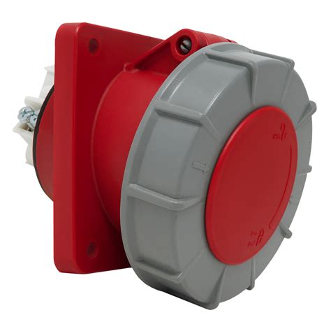 Panel Mounted Socket 5 Pins 63a 400v Ip67 100 X 107mm Techna