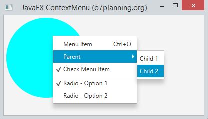 Javafx Contextmenu