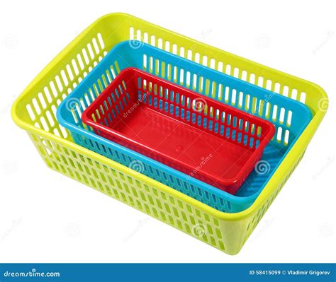 Stacked Different Size Colorful Perforated Plastic Containers S Stock Image Image Of Basket