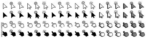 Cursor Icons Set In Hand Arrow Forms Mouse Click Cursor Set Arrow And Hand Pointer Stock