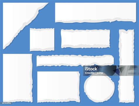 흰색 찢어지거나 찢어진 종이 시트 세트 스크랩북 가장자리 노트북 찢어짐 또는 빈 페이지 분할 찢어진 종이 스트립 모서리 원이