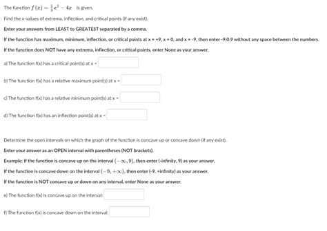 The Function F X 31x34x Is Given Find The X Values Chegg Com