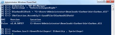 set logon as a service right to user by powershell c cmd and vbscript