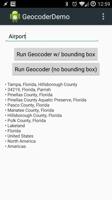 Github Barbeaugeocoderdemo Demo That Shows A Bug With The Android