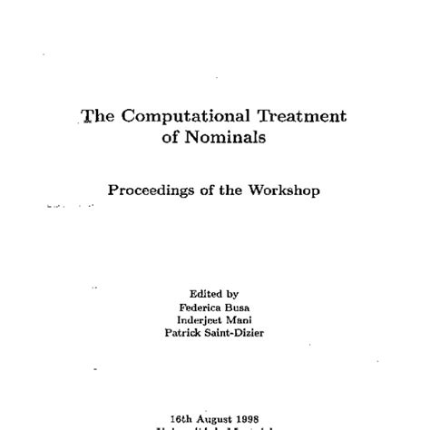The Computational Treatment Of Nominals Acl Anthology