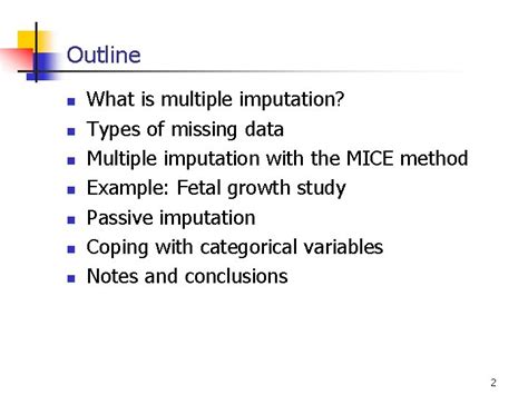 MICE For Multiple Imputation Of Missing Values Patrick
