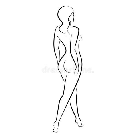 Silhouette Of A Nice Lady She Is Standing The Girl Has A Beautiful