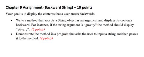 Solved Chapter 9 Assignment Backward String 10 Points