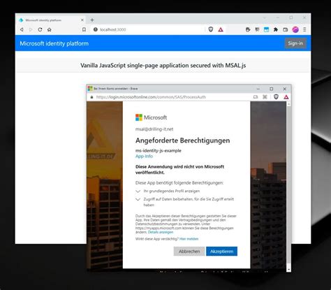 single page app mit msal js authentifizierung
